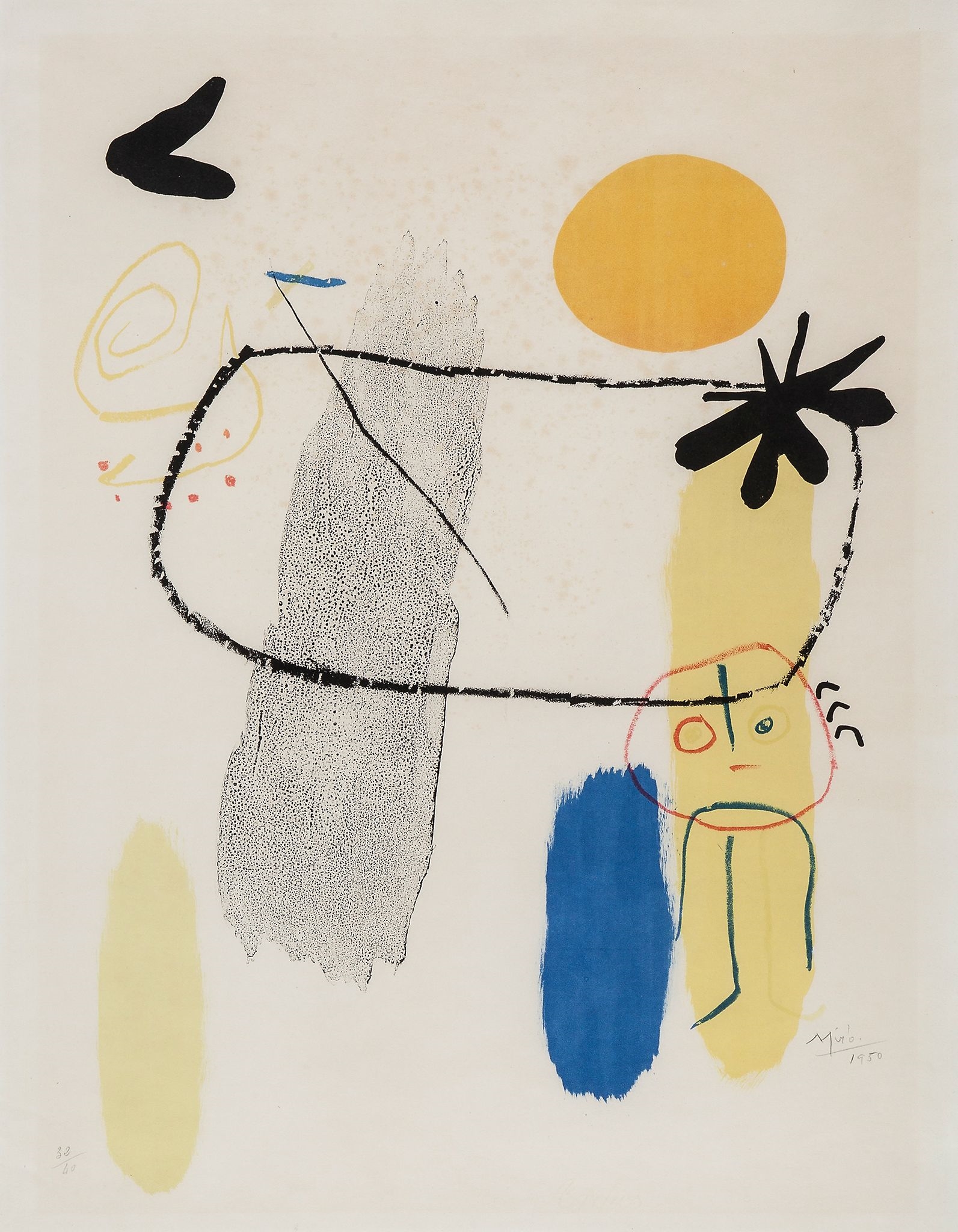 Joan Miró | Figure with Red Sun I (M. 93) (1950) | MutualArt