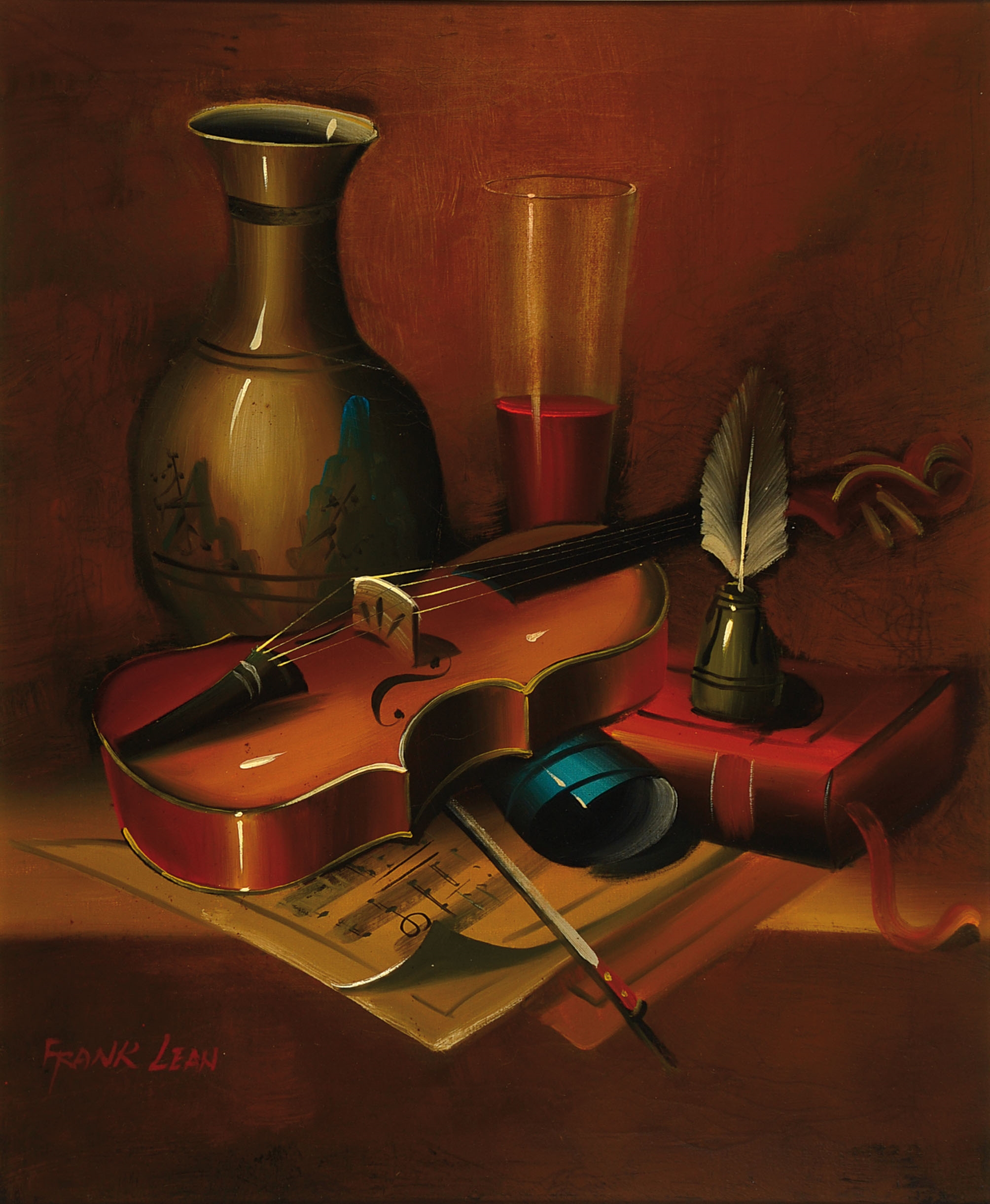 Frank Lean | Still Life with Book and Violin | MutualArt