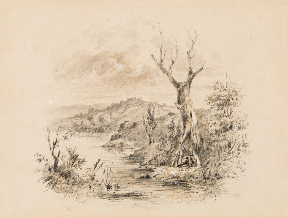 Thomas Balcombe | Untitled (Aboriginal Figure on Riverbank) | MutualArt