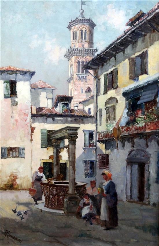 Thomas Greenhalgh | Figures beside a well in an Italian square | MutualArt