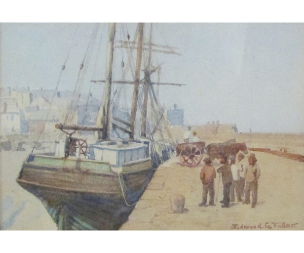 Edmund George Fuller | West Country Harbour with Fisher Folk | MutualArt