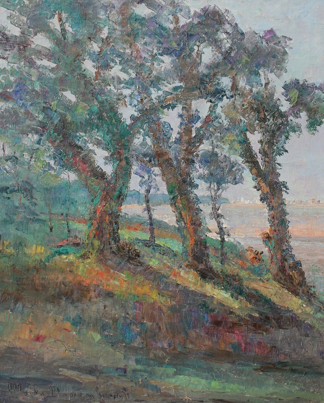 William Slocum Davenport | Landscape with Trees at the Water's Edge and ...