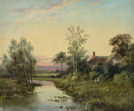 E. Cole | Country Stream with Figures | MutualArt