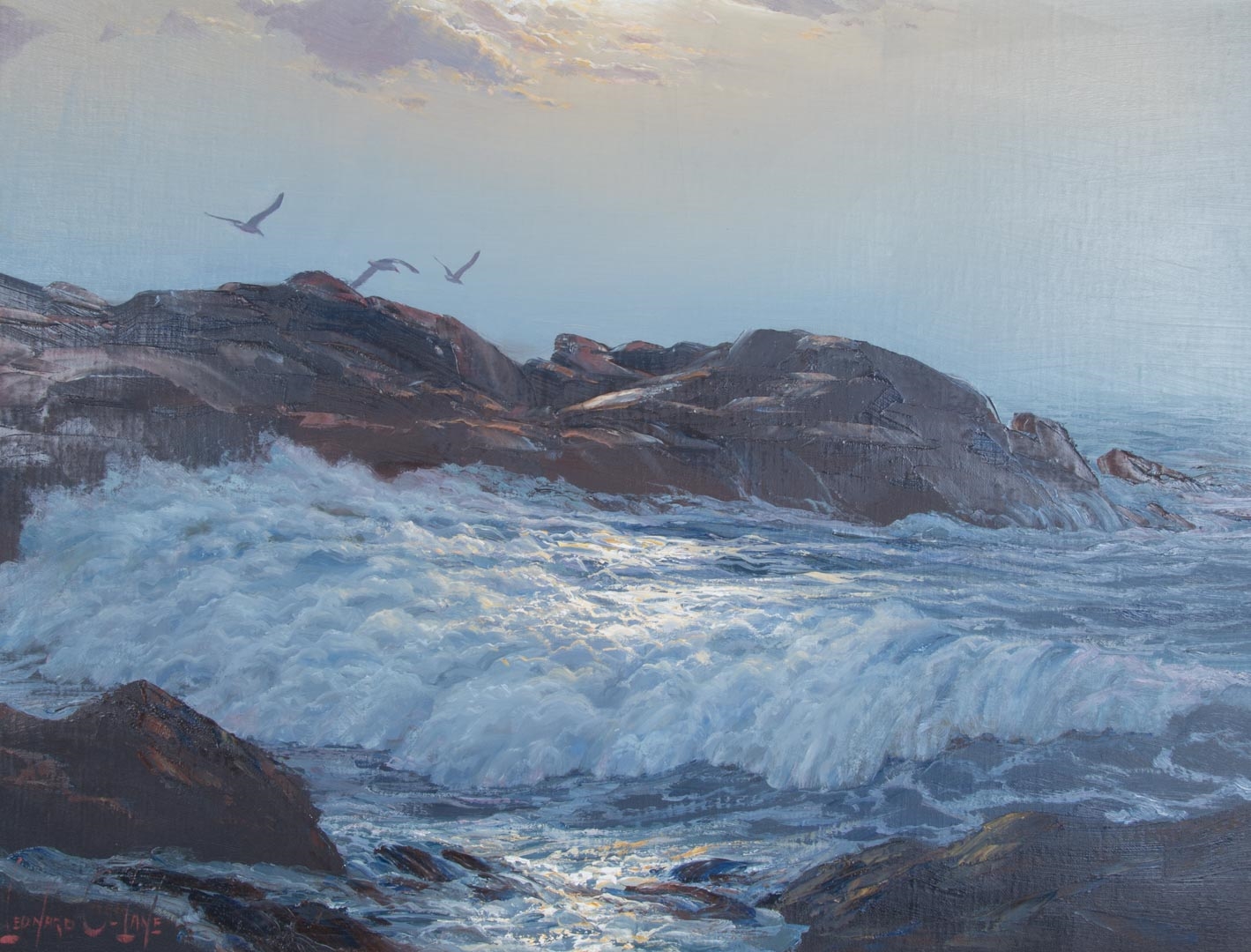 Leonard C. Lane | Sunrise over cresting waves | MutualArt