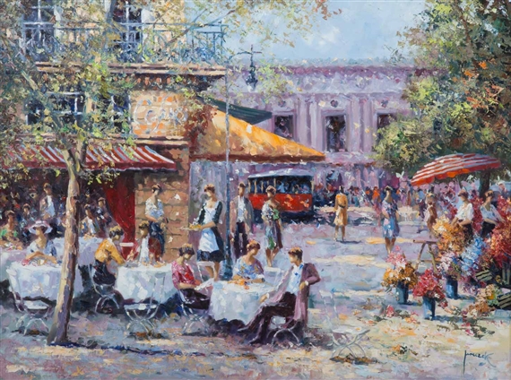 Preczek | Impressionistic Cafe Scene | MutualArt
