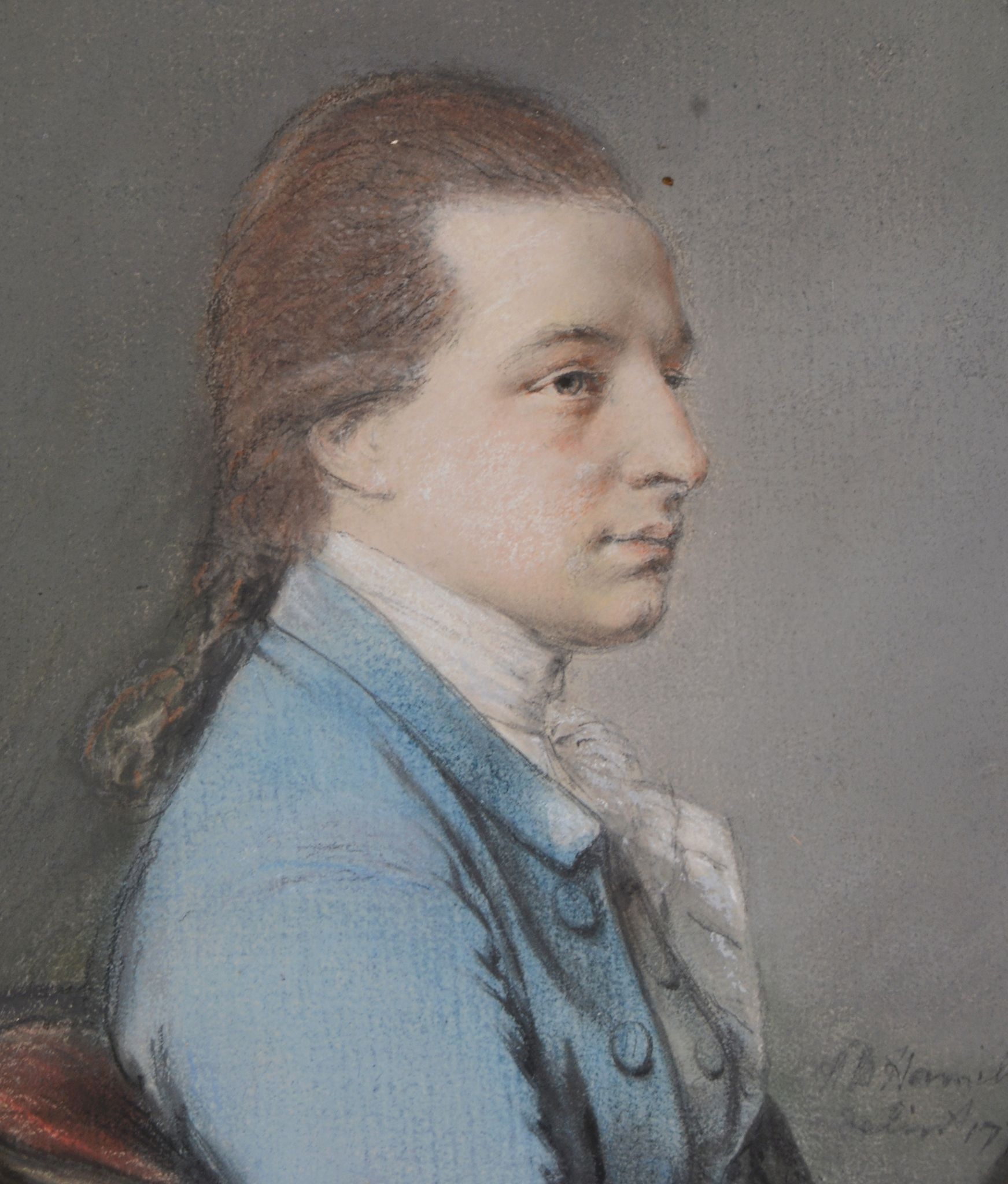Hugh Douglas Hamilton | Portrait of a gentleman seated with a blue ...
