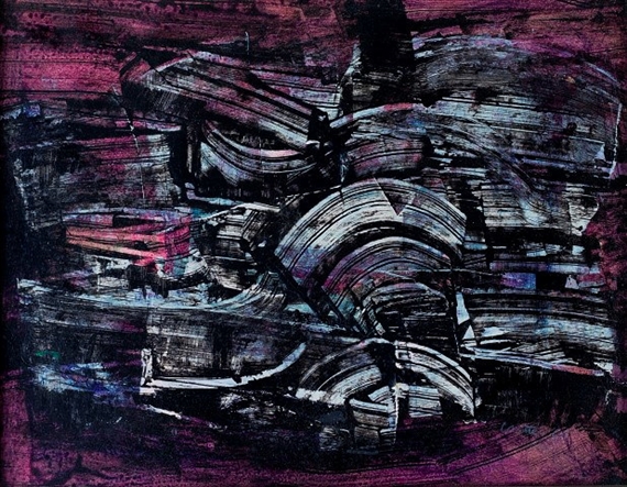 J.S. Cartier | Abstract in Black, White and Purple, 1960 | MutualArt