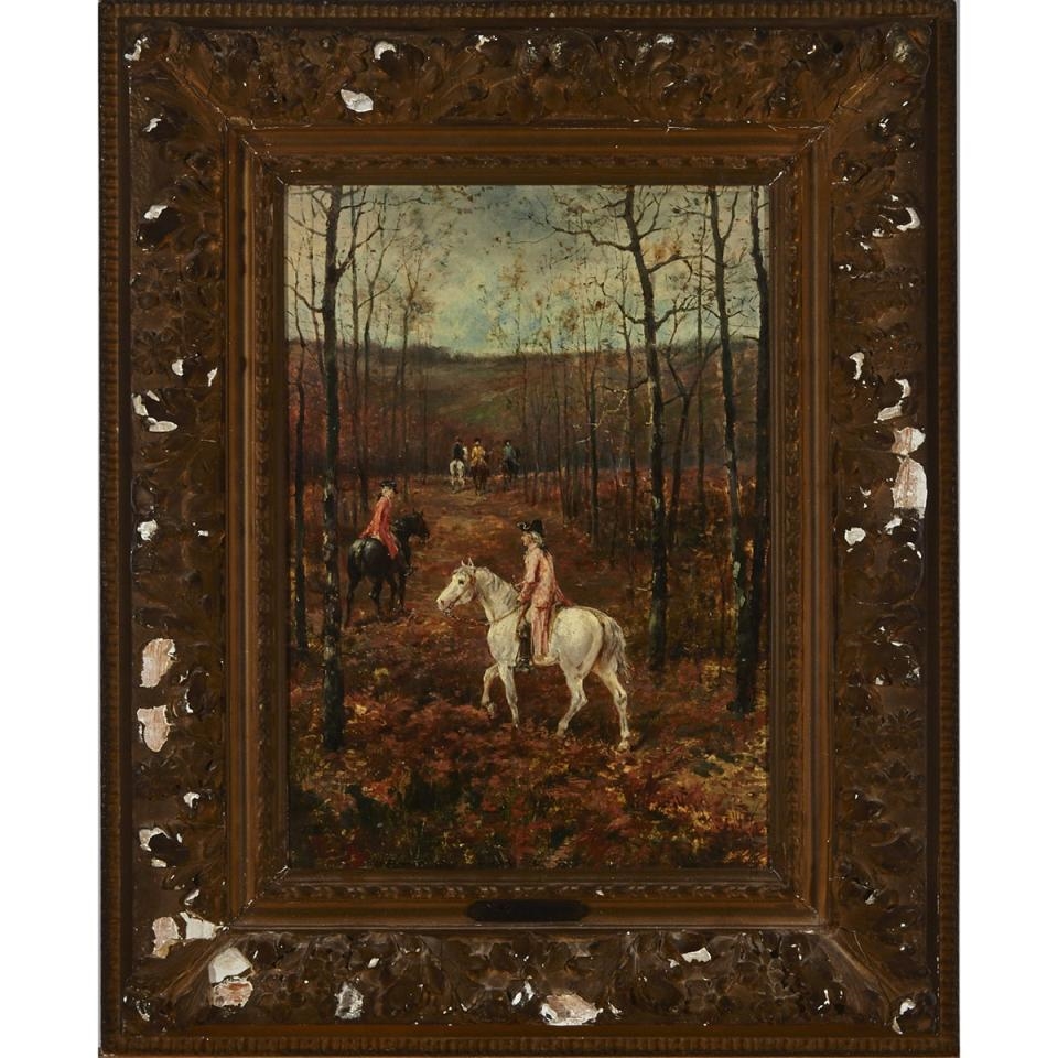 Louis Emile Benassit | MOUNTED FRENCH CALVARY OFFICERS ON A WOODLAND ...