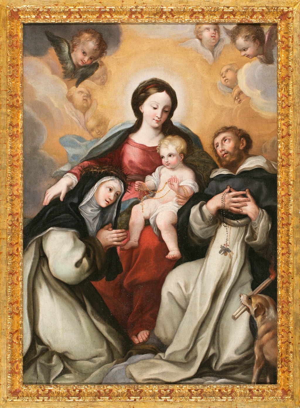 Italian School, 17th Century | The Virgin giving the rosary to Saint ...