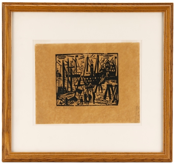 Lyonel Feininger | Hafen (mit Schiffen und Mannern am Quai) [Harbor ...