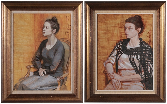 Bruce Hafley | Two portraits of women facing left (1975) | MutualArt