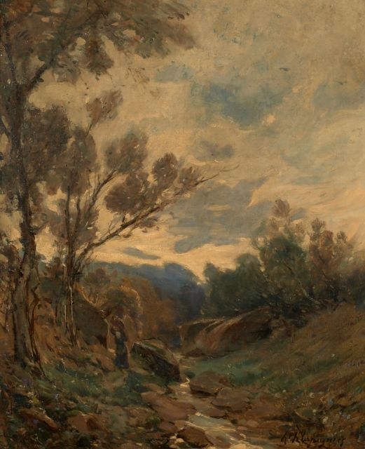 Henri-Joseph Harpignies | Le retour de la fagoteuse près d'un torrent ...