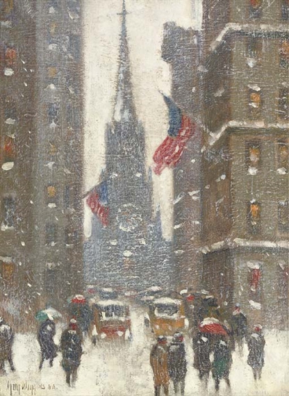 Guy Carleton Wiggins | Old Trinity in Winter and Wall Street (1949 ...