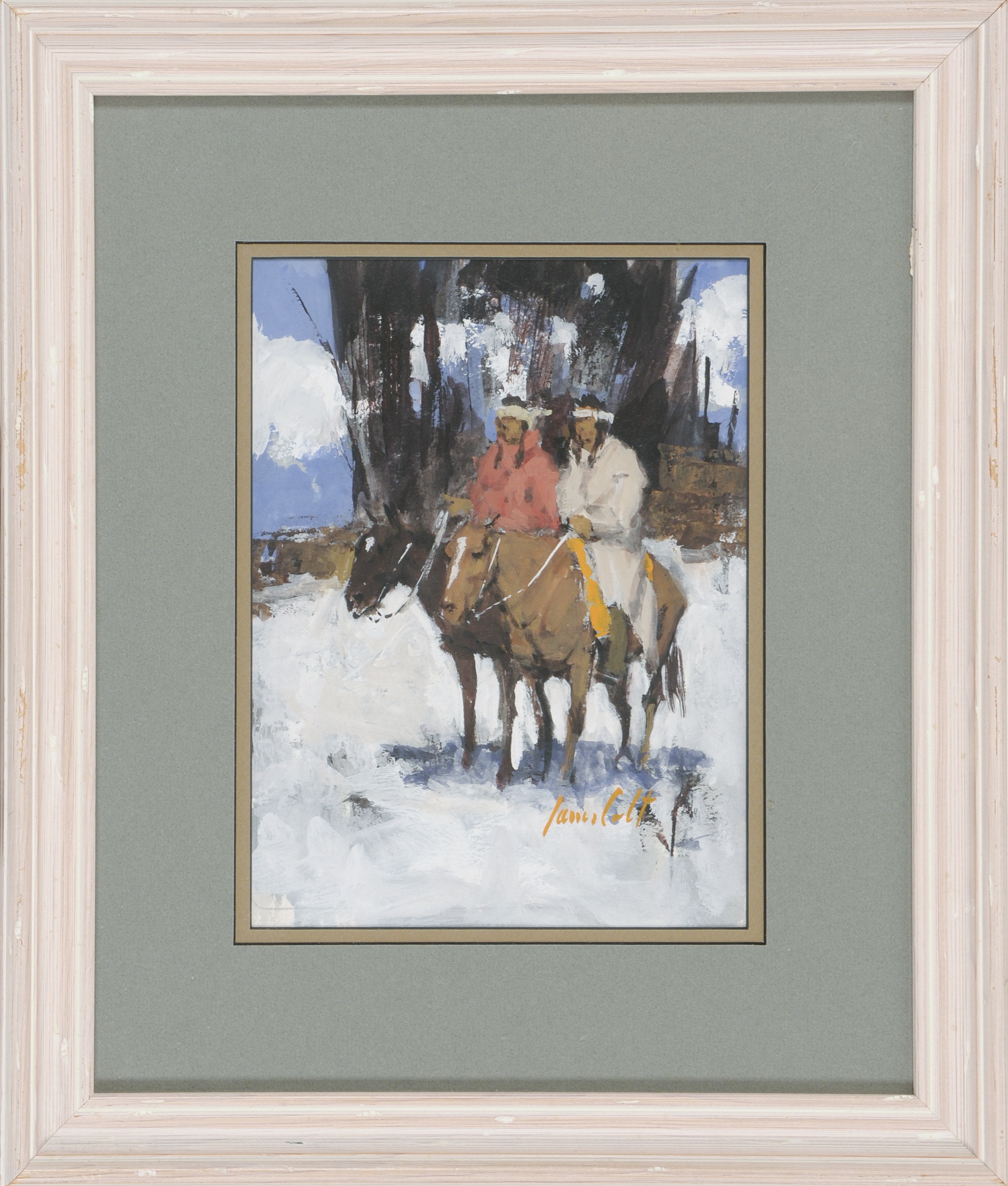 Colt James | Two American Natives on horseback in a snowy landscape ...