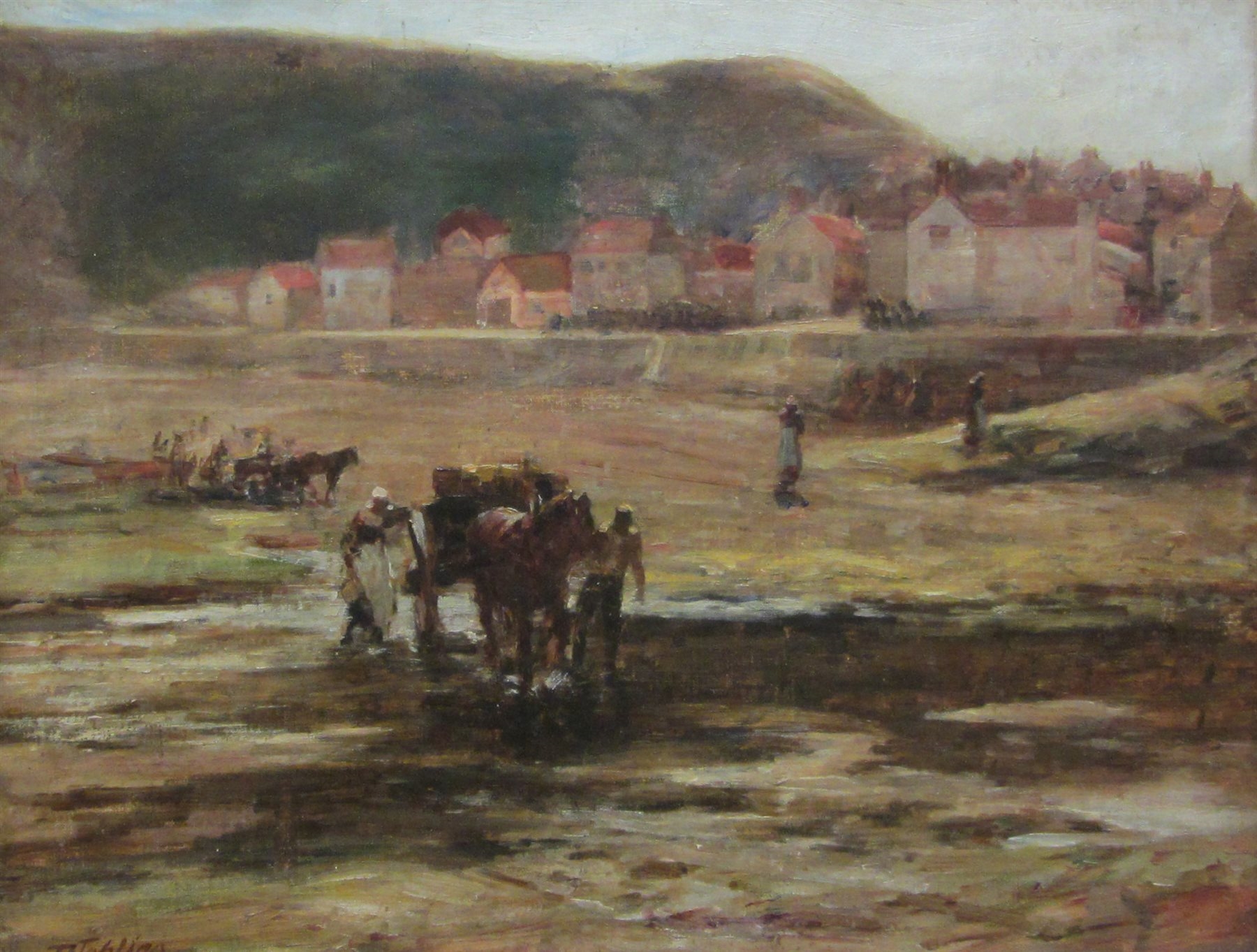 Robert Jobling | Horse and Cart on the Beach at Staithes | MutualArt