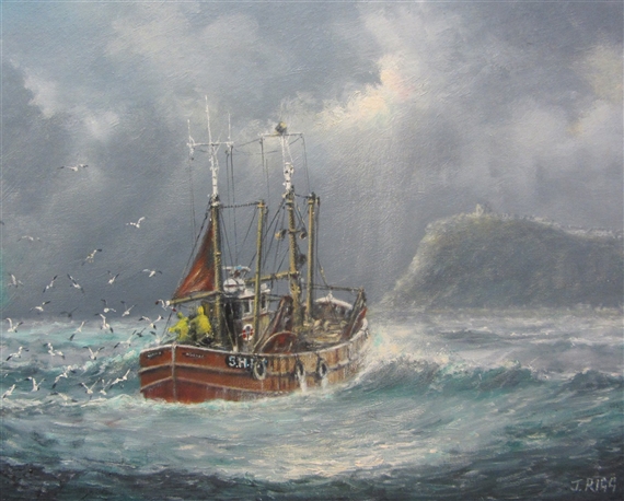 Jack Rigg | Very Choppy Landing - Scarborough Trawler in the North Bay ...