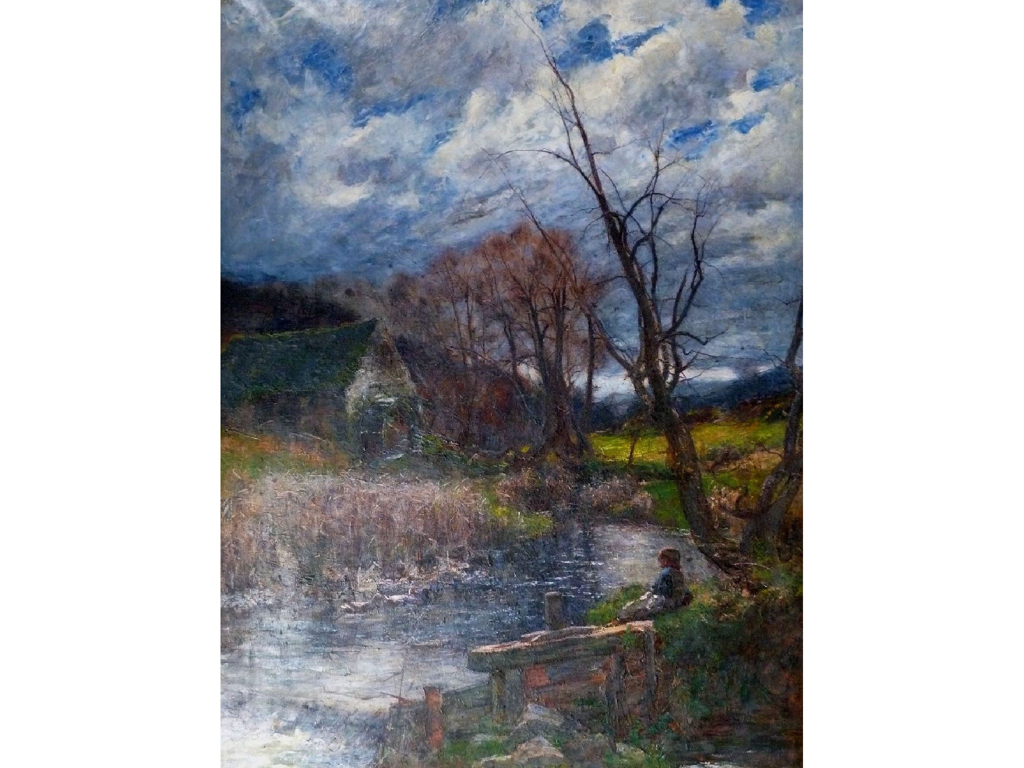 Joshua Anderson Hague | Young girl by a mill stream | MutualArt