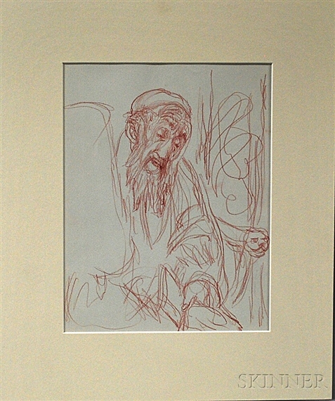 Bloom Hyman | Drawing of a Rabbi | MutualArt