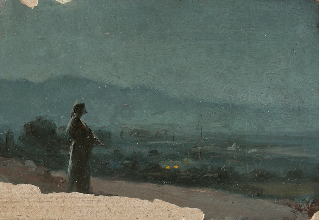 Pere Borrell del Caso | Joven de perfil y Nocturno (1895) | MutualArt