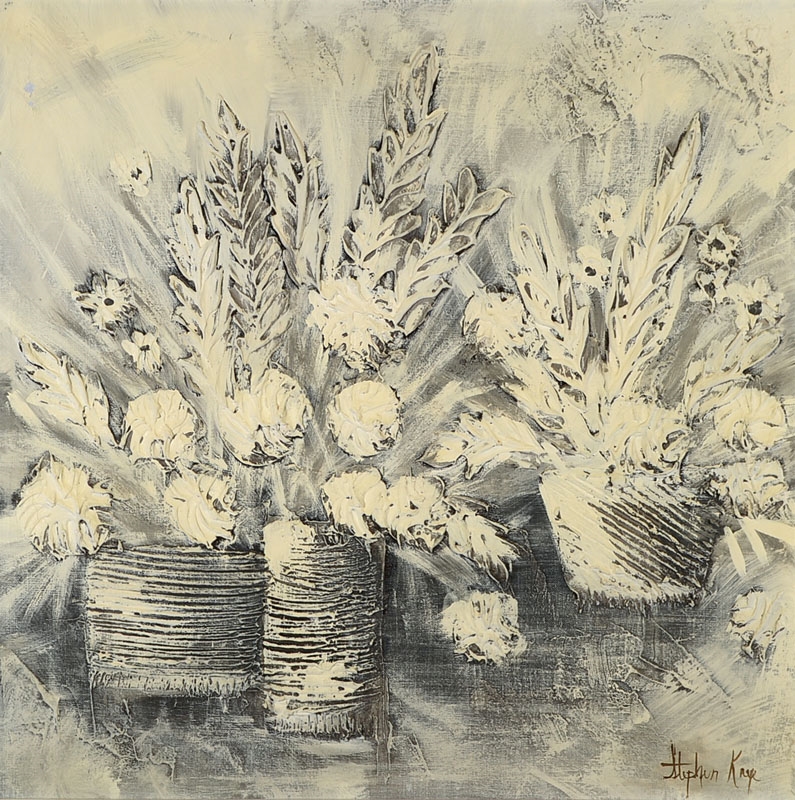 Stephen Kaye | flower still life in white-gray | MutualArt