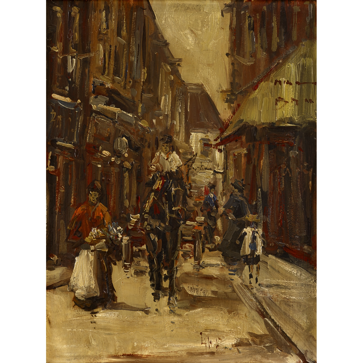 George Hendrik Breitner | Dutch Street with Horse Cart | MutualArt