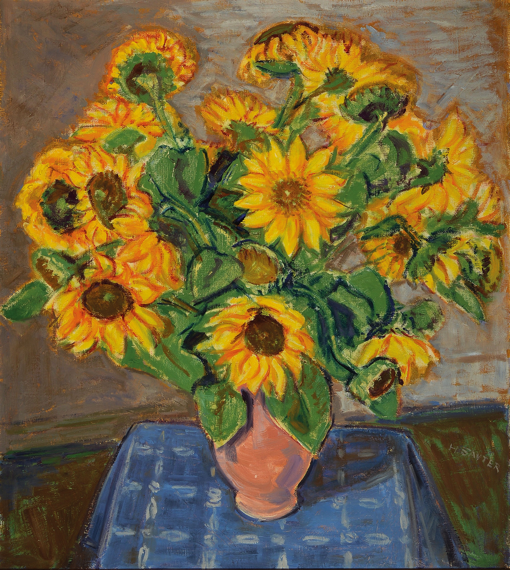 Hermann Sauter | Still life with sunflowers | MutualArt