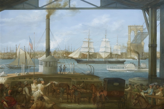 Louis Dodd | Boarding the Fulton Street Ferry | MutualArt