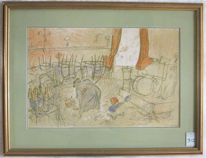 Marcel Vertès | Restaurant interior with woman and child cleaning up ...