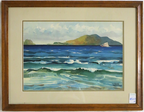 Larry Gluck | 2 Works: Virgin Islands, a seascape and a fishing boat ...