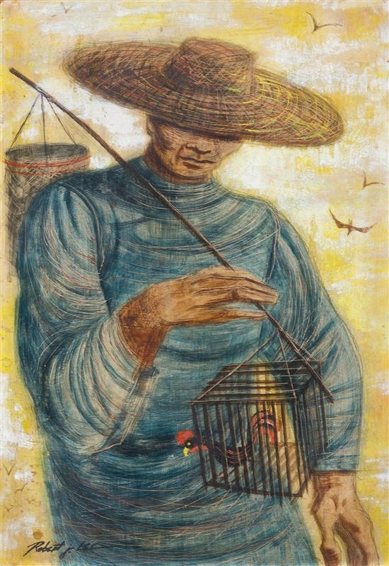 Robert J. Lee | Untitled (Man with Rooster) | MutualArt