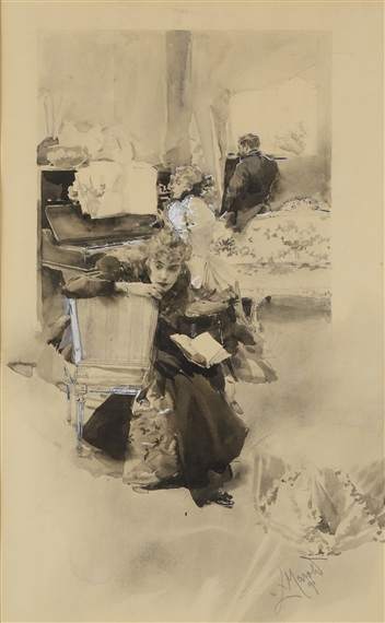 Ludek Marold | Home Lesson (1891) | MutualArt