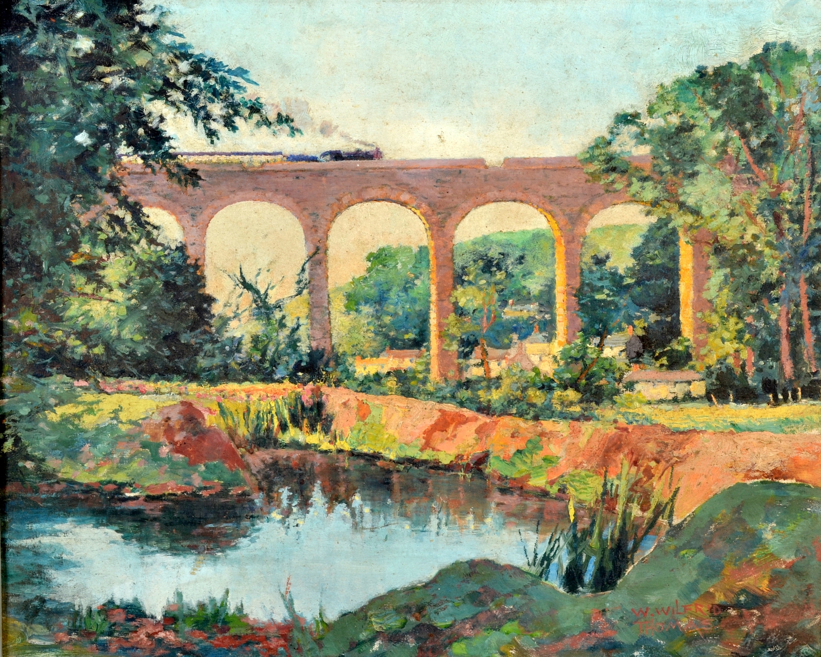 Thomas Wilfred | Steam train crossing the viaduct at Angarrack | MutualArt