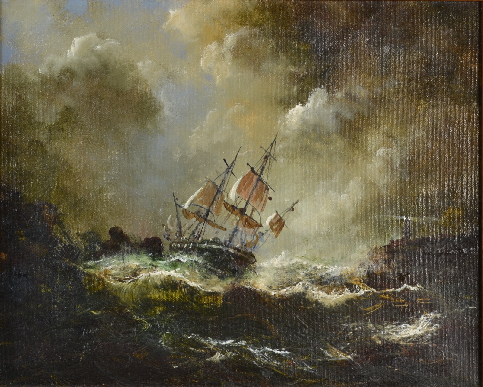 Graham Hedges | Frigate in a stormy sea | MutualArt