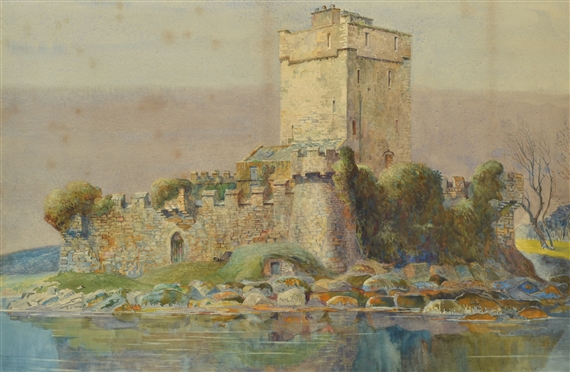 William Monk | Castle by an Irish Lake | MutualArt