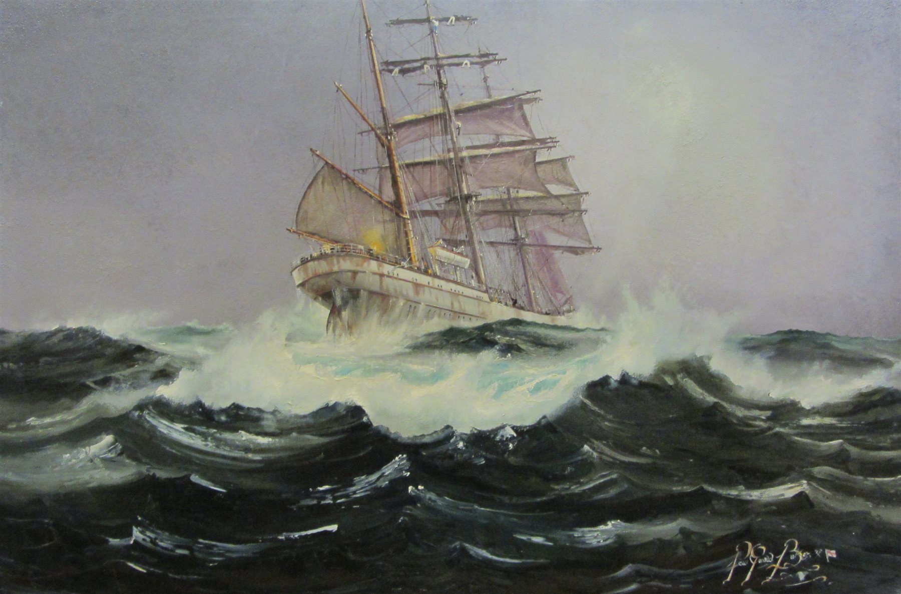 Peter Gerald Baker | Iron Hulled Tall Masted Ship in Heavy Seas | MutualArt