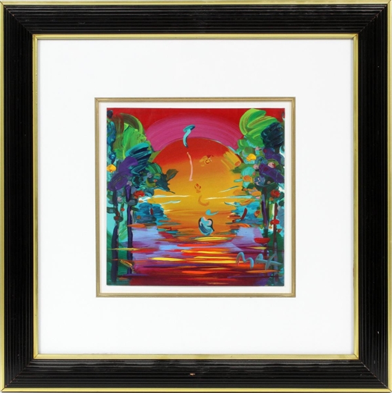 Peter Max | WATER LANDSCAPE WITH BLUSHING BEAUTY PROFILE | MutualArt