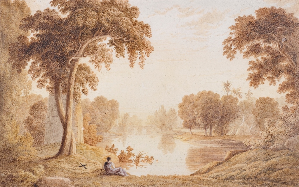 European School, 20th Century | Classical Scene Figure by the River ...