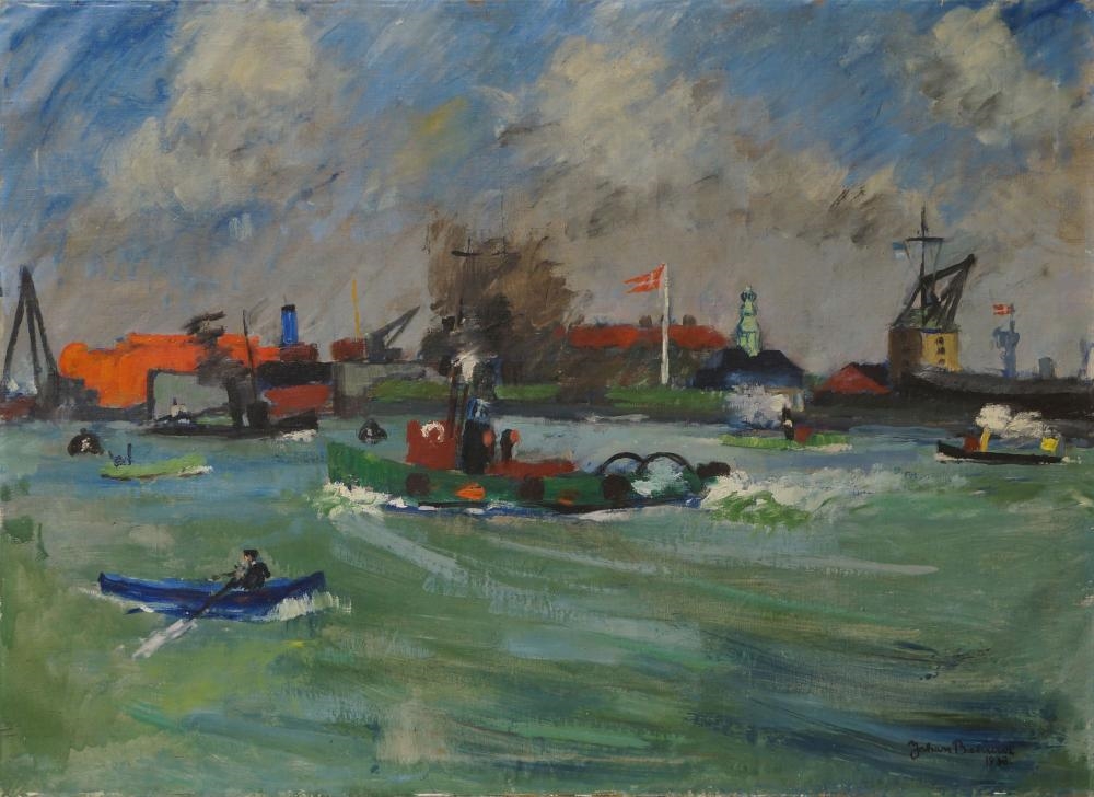 Johan Behrens | Danish harbour (1938) | MutualArt
