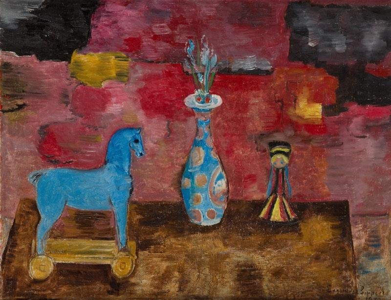 Eugeniusz Geppert | Still Life with a Blue Puppy Horse (1977) | MutualArt