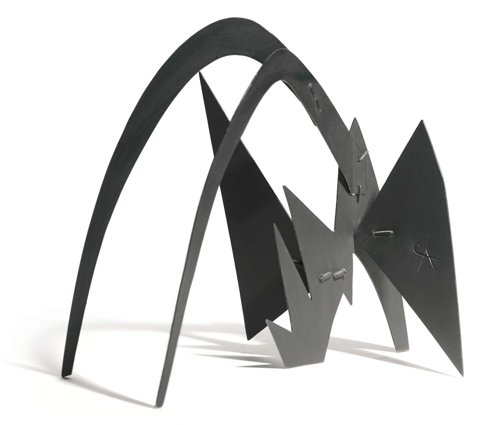 Alexander Calder | DISCS AND SPIRAL ON RED (1960) | MutualArt