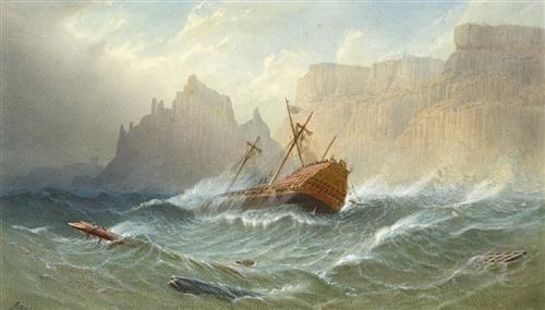 Anthony Carey Stannus | SHIP FOUNDERING OFF THE GIANT'S CAUSEWAY ...
