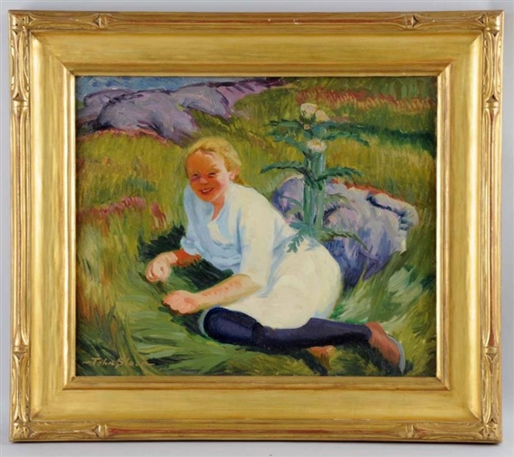 John Sloan | Child and the Thistle In Sun (Circa 1916) | MutualArt