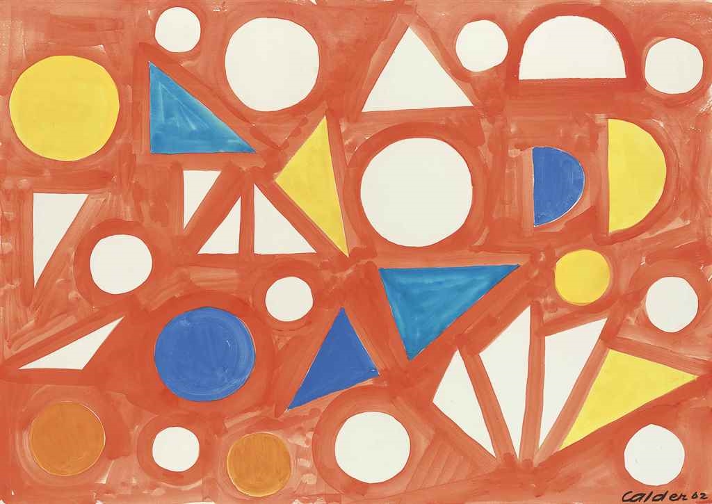 Alexander Calder | Many White Triangles on Pink (1962) | MutualArt