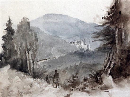 Samuel Prout | Travellers in an alpine landscape | MutualArt