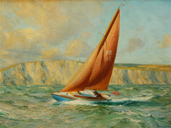 Deryck Foster | Sailing Yacht Off the Coast | MutualArt