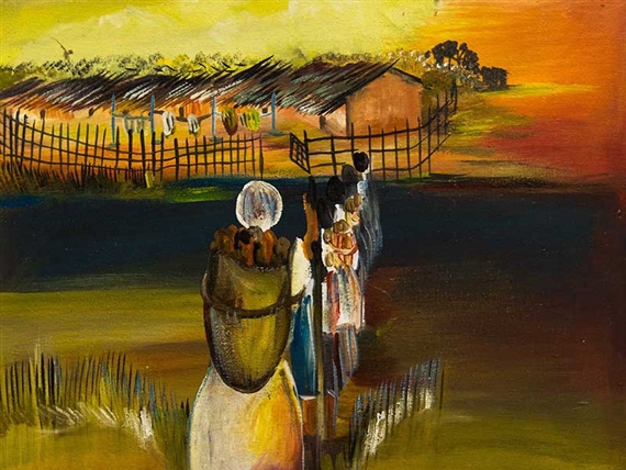 Max Lyonga Sako | 2 Works: Figures in Landscapes (1990 - 1995) | MutualArt