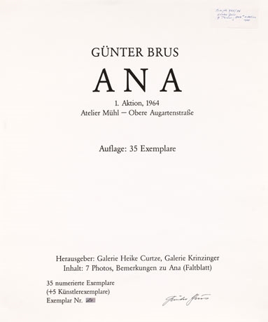 Günter Brus | Mappe ANA 1. Aktion 1964 Atelier Mühl-Obere ...