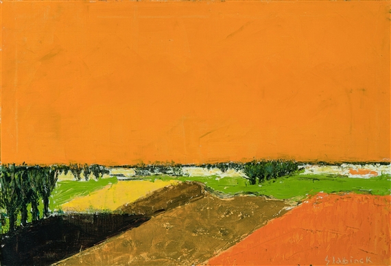 Rik Slabbinck | Summerscape with Orange Sky | MutualArt