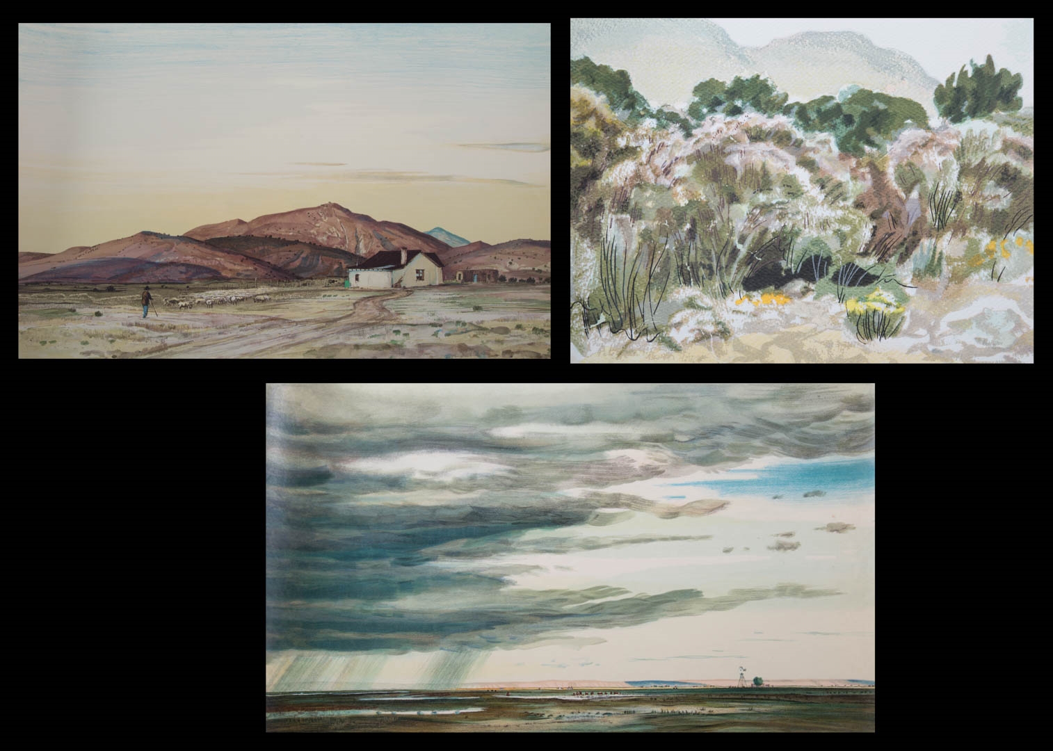 Peter Hurd | 3 Works: A Far Away Place, A Shower on the Prairie, Apache ...