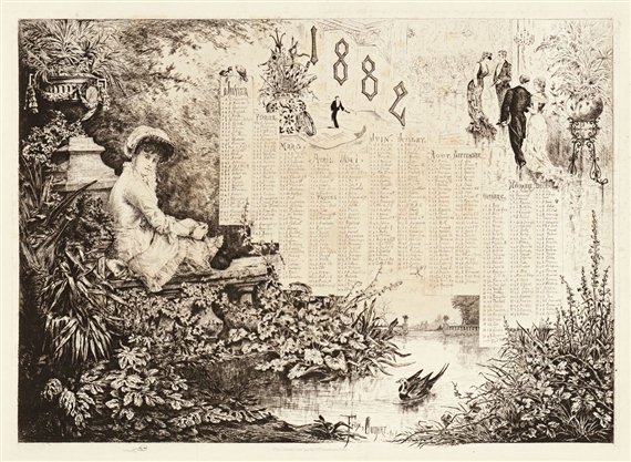 Felix Oudart | Calendar for 1882. (Girl on a railing) | MutualArt